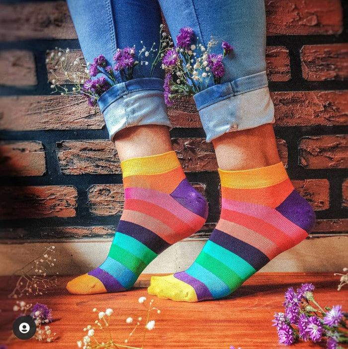 Multicolored Socks for Men and Women: Striped Ankle Socks